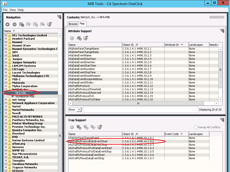 NFA traps with trap OID different of the MIB | DX NetOps