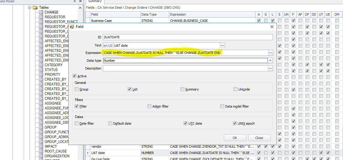Xtraction Change Order Dashboard custom date issue | CA Service Management