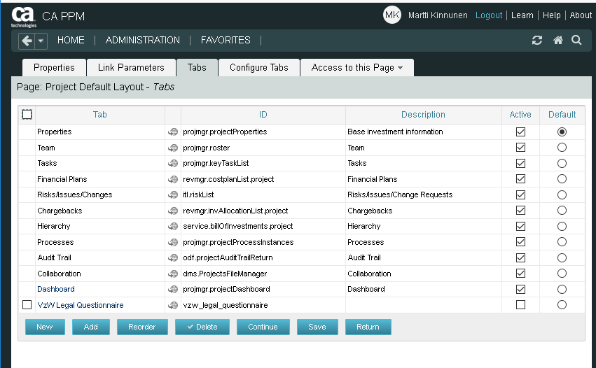 Project Default Layout Edit | Clarity