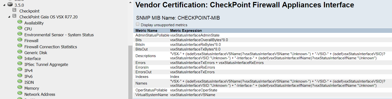 CA PM - CheckPoint Firewall VSX interface discovery | DX NetOps