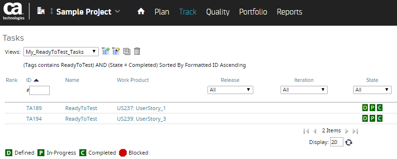 I would like to show User Stories and Defects, that have all tasks ...