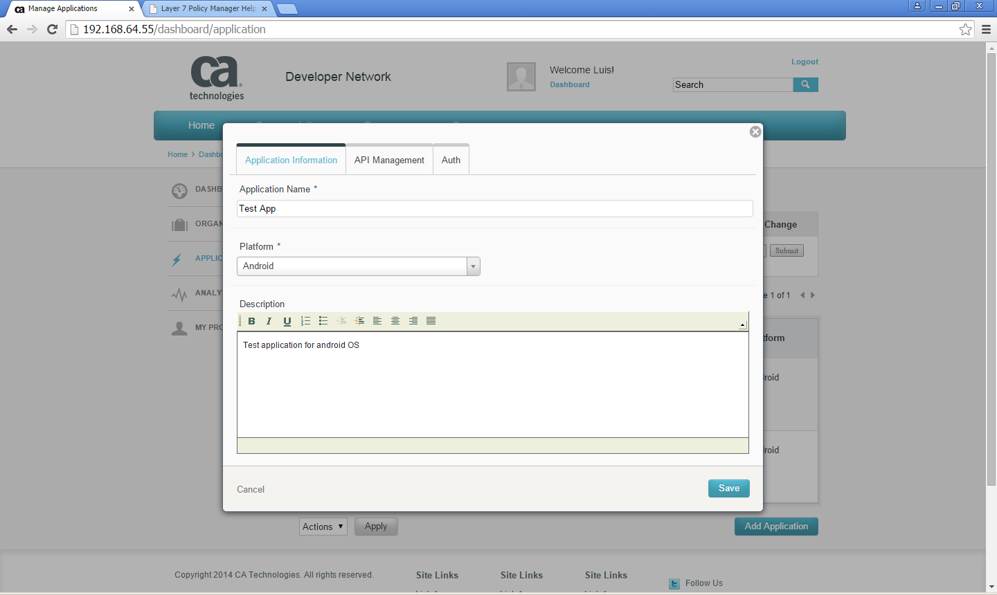 use of API KEY | Layer7 API Management