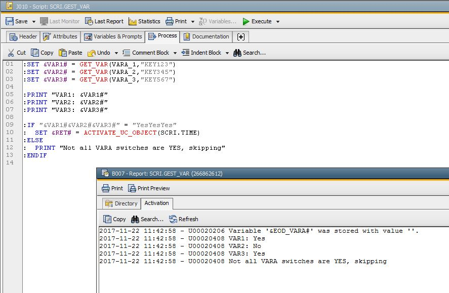 How to compare multiple variables in a event | Automic Workload Automation