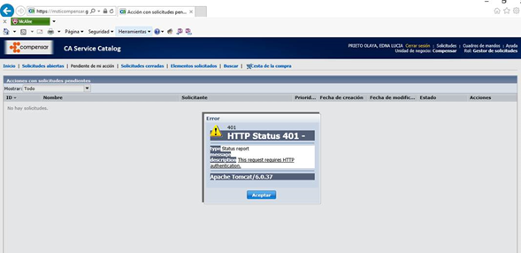 http status 401 | CA Service Management