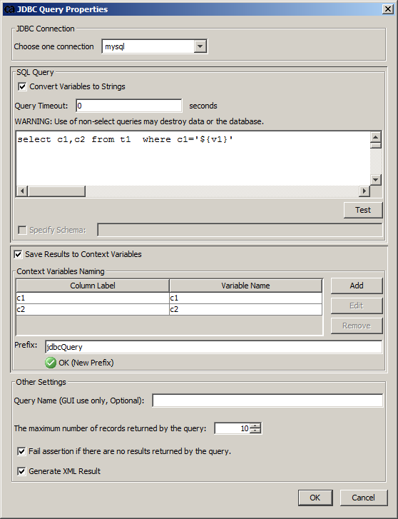 the jdbc query assertion can be dynamic? | Layer7 API Management