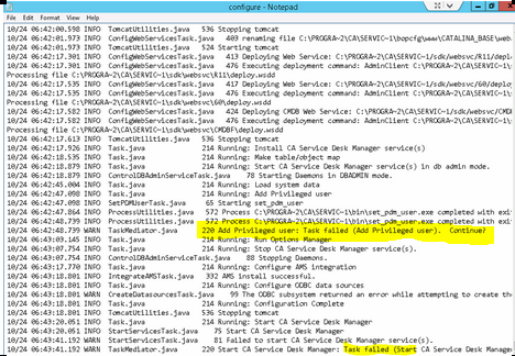 PDM_CONFIGURE fails on copying mdb from another SD environment | CA Service Management