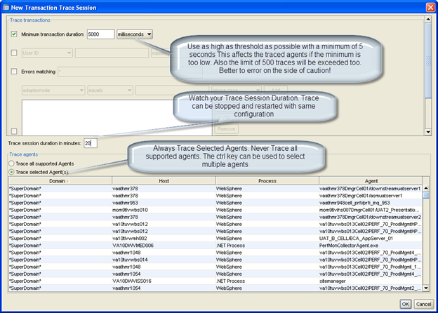 Trace Agent Option Defaults | DX Application Performance Management