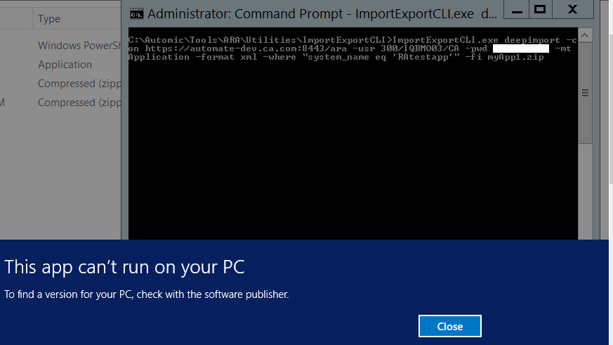 Issue with ImportExportCLI | Automic Continuous Delivery Automation