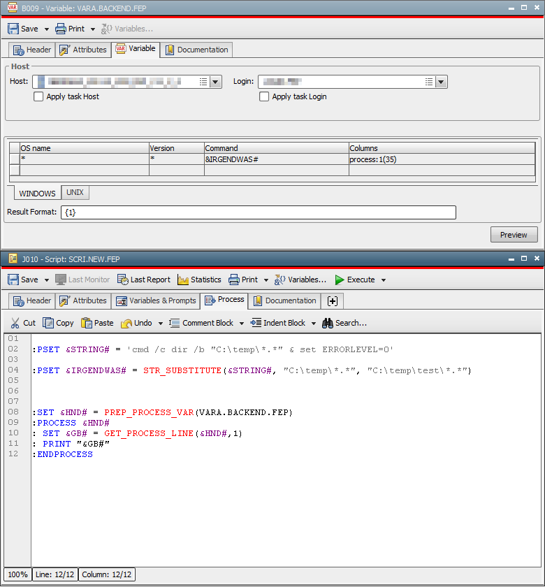 How to fill and change backend VARA Command with variable part | Automic Workload Automation