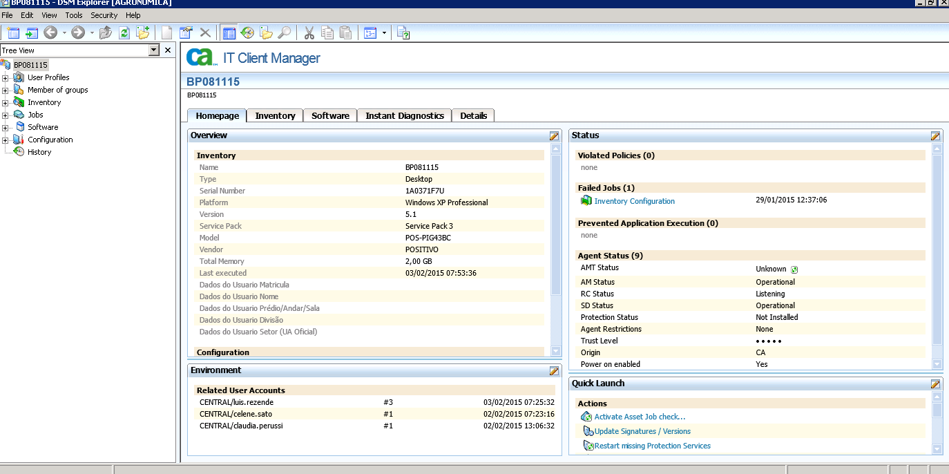 All agents error Inventory Hardware | CA Client Automation