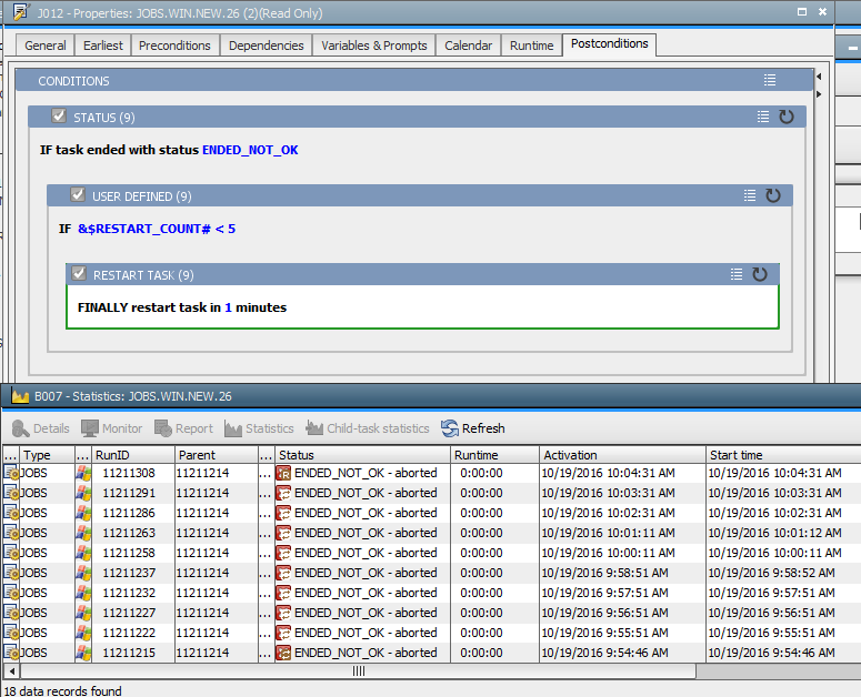 How to execute a job more than the once post-conditions else allows | Automic Workload Automation