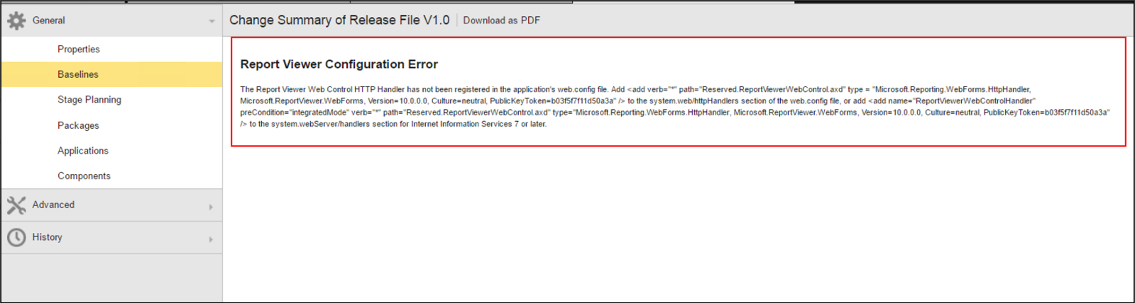 Report Viewer Configuration Error | Automic Continuous Delivery Automation