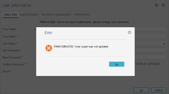 Error with first time login pam | Symantec Privileged Access Management