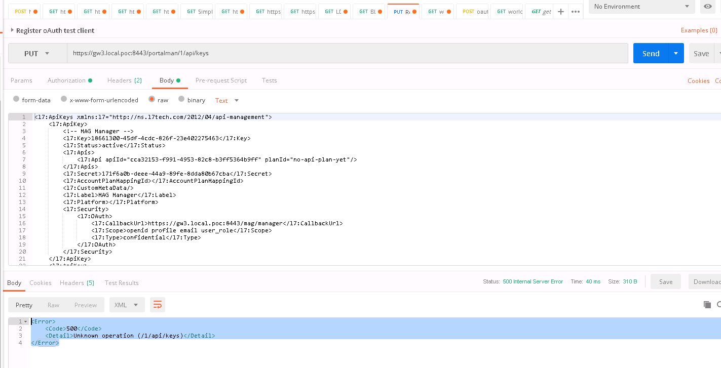 problem Manage OAuth Clients with CA API Porta | Layer7 API Management