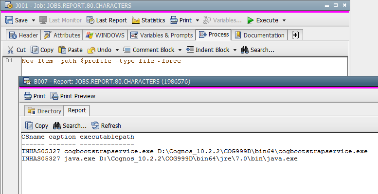 Job reports of PowerShell commands wrap at 80 characters per line | Automic Workload Automation