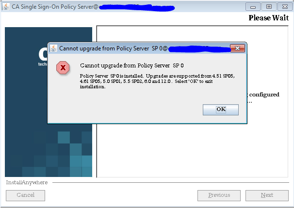 SSO 12.7 SP2 - Upgrade error | Symantec Access Management
