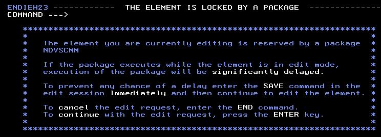 Element Locked by Package ENDIEH23 | Endevor