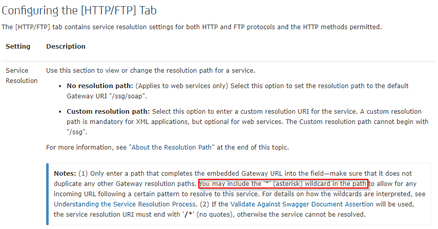 Question about supported characters in Service resolution path | Layer7 API Management