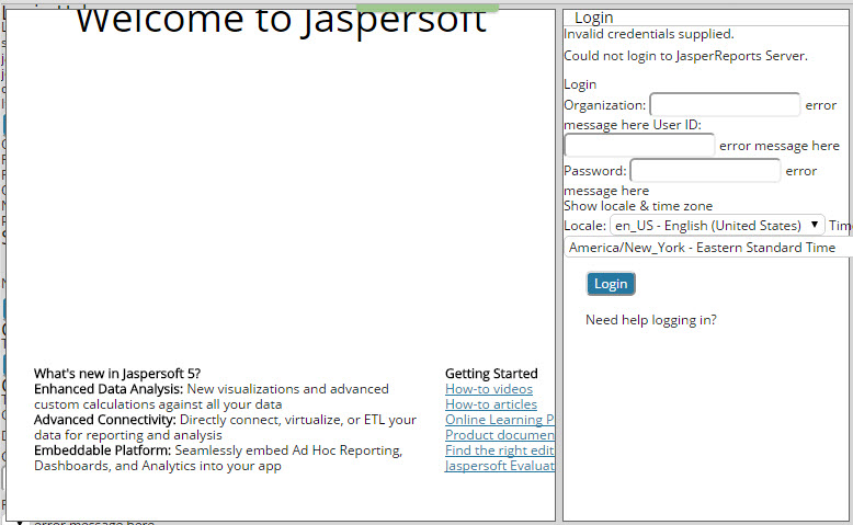 Verifying Jaspersoft Installation Fails | Clarity