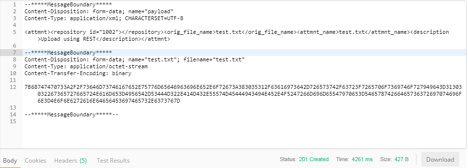 Upload attachment SDM API REST returns BadRequest | CA Service Management