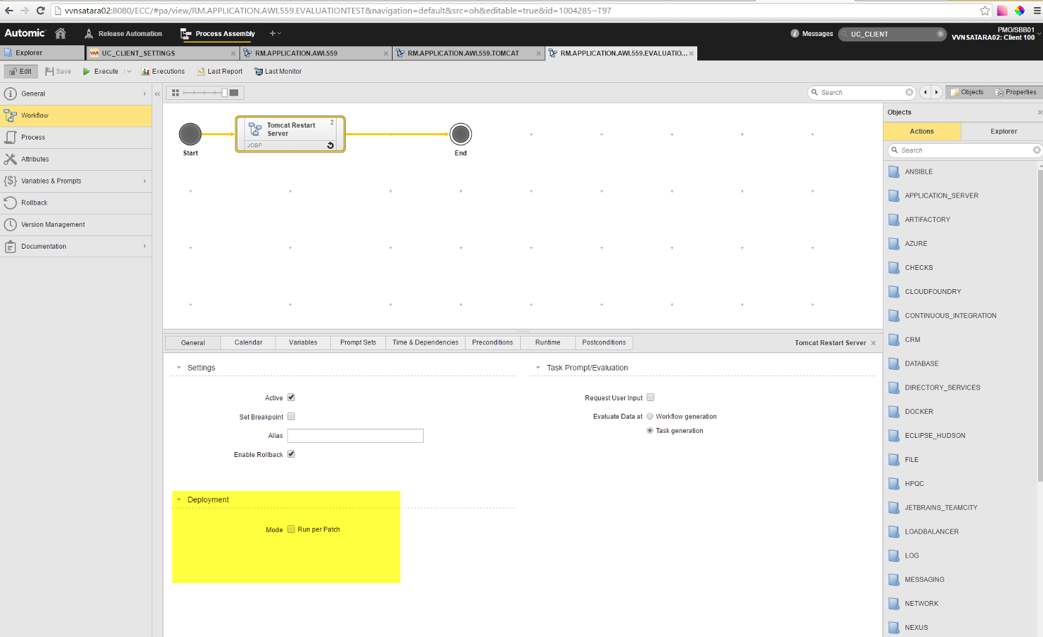 How to activate "run per patch" option | Automic Continuous Delivery Automation