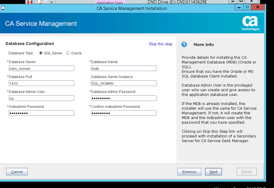 SDM configuration failed Error | CA Service Management