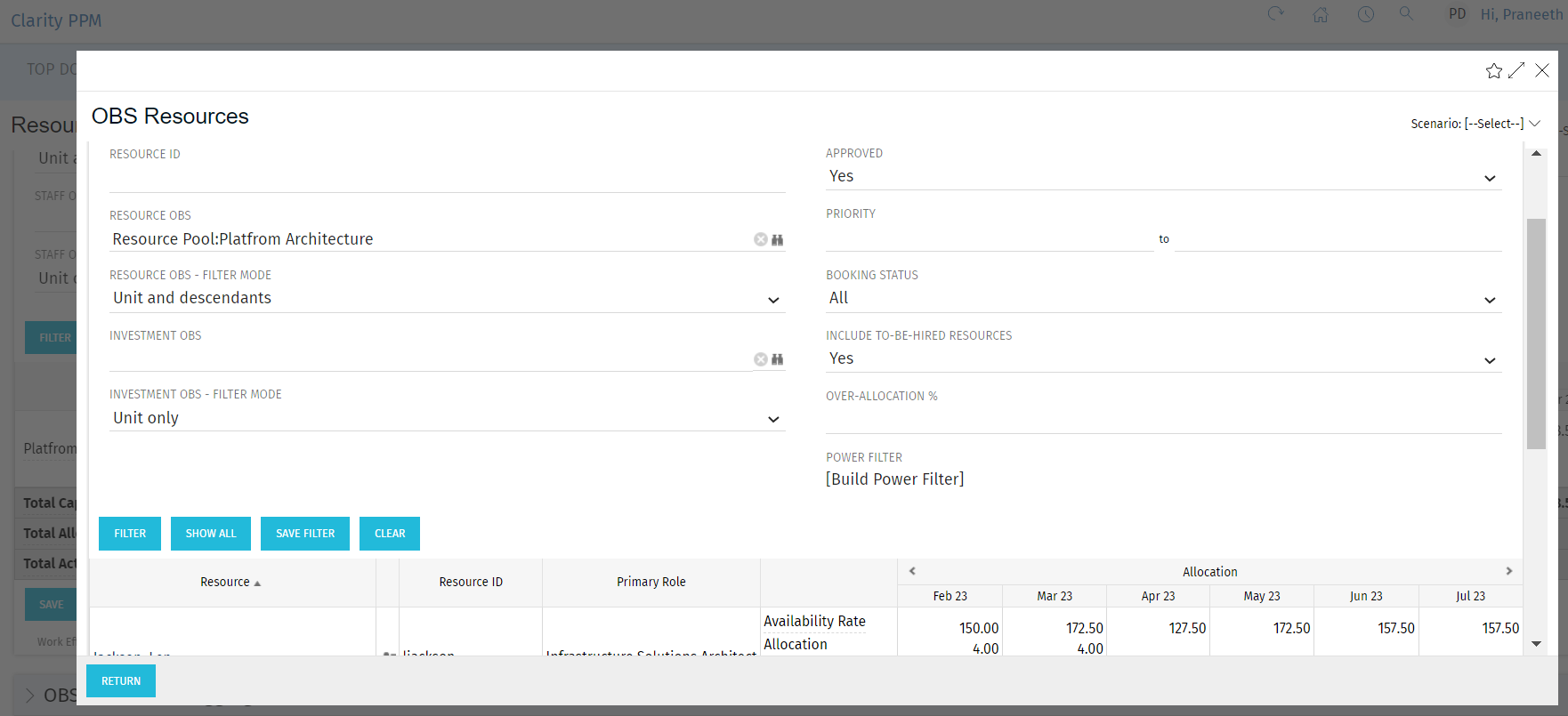 'OBS Resource Flat List' Link Configuration | Clarity