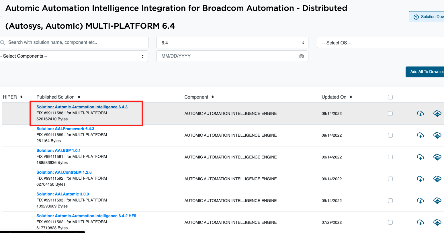AAI 6.4.3 release announcement, but not available in Download center? | Automation Analytics ...