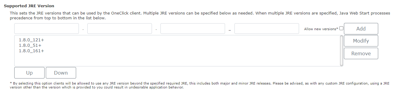 Properly setting Allowed JRE for One-Click Console | DX NetOps