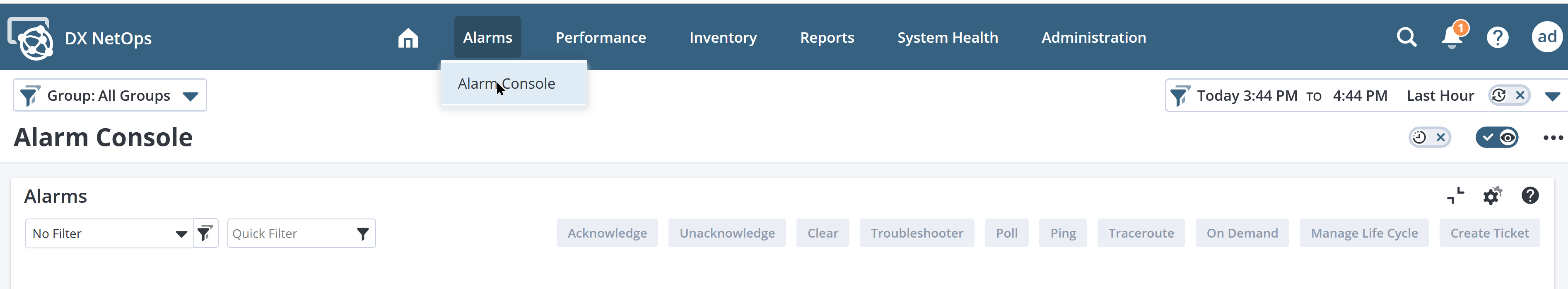 PC Alarm Views from Spectrum | DX NetOps