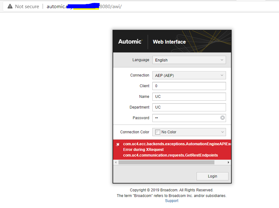 Issue with AWI "Error during XRequest" | Automic Workload Automation