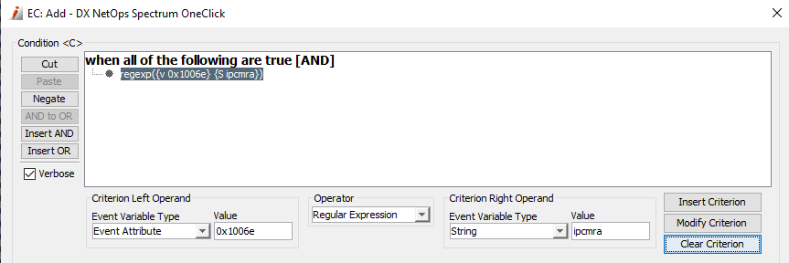 Event Configuration Utility Filtering by Operator Regular Expression | DX NetOps