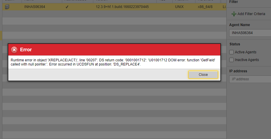 Error While Replacing Agent Automic Workload Automation