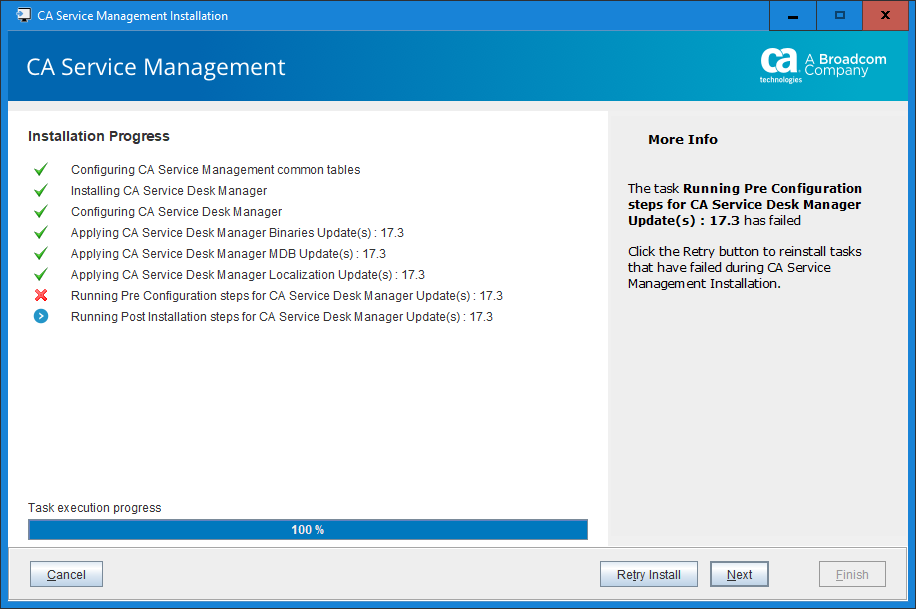 SDM 17.3 fresh installation fails to rename apache-tomcat-8.5.43 to 8.5.43 | CA Service Management