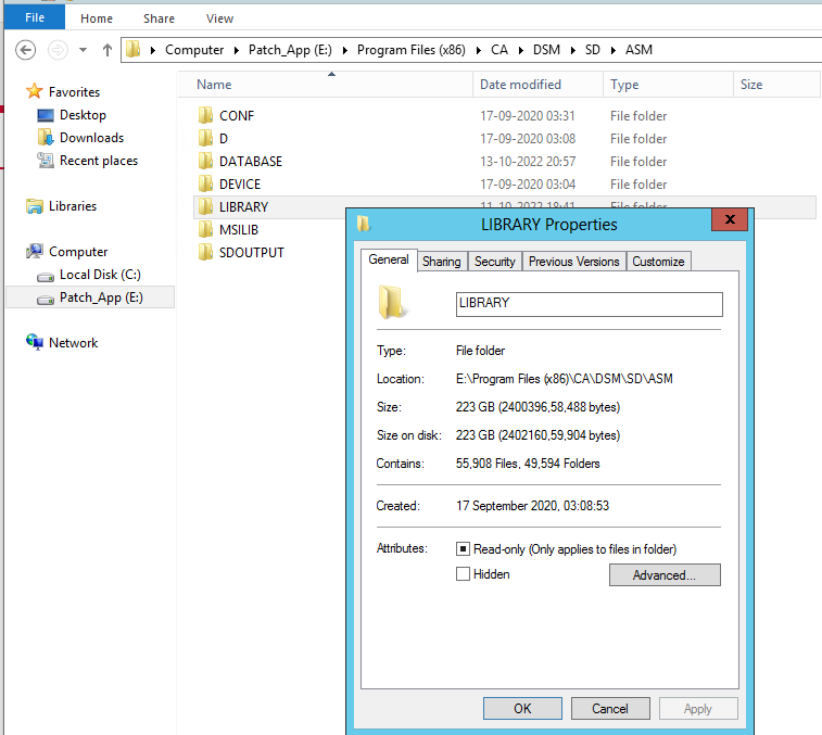CA/DSM/SD/ASM/Library folder consumes a lot of space, causing the patch ...