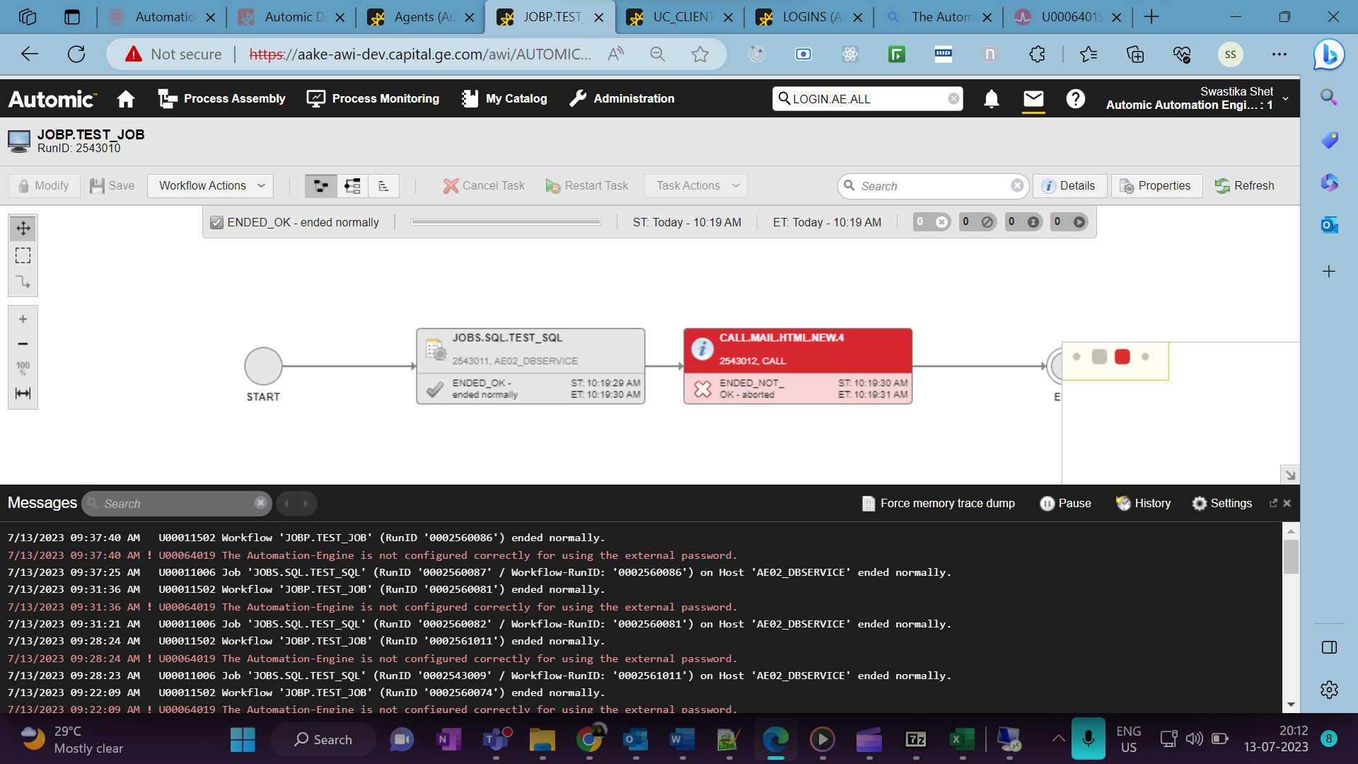 U00064019 The Automation-Engine is not configured correctly for using ...