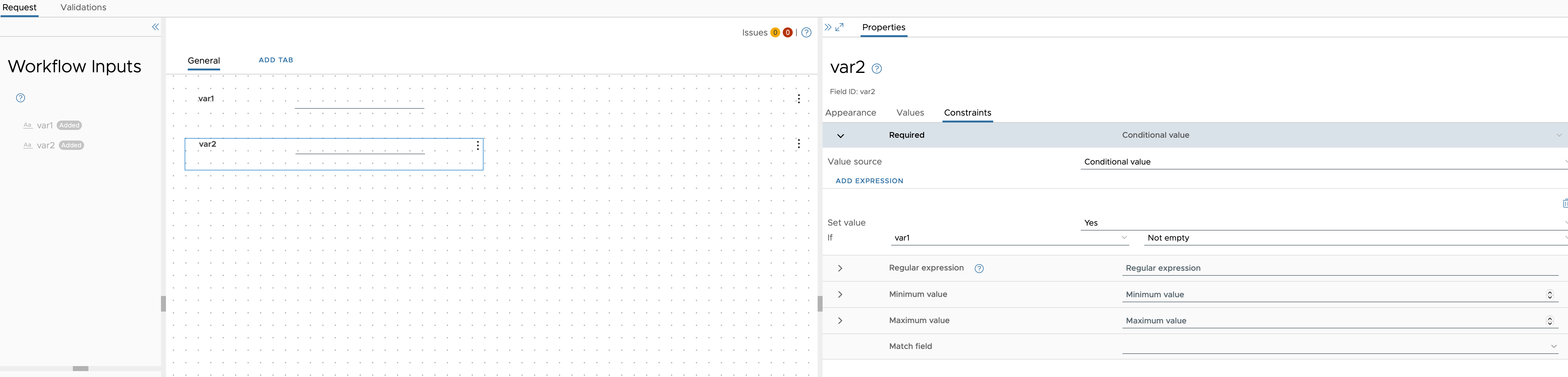 Input form - Conditional field Visibility and Required Constrain | VMware Aria Automation ...