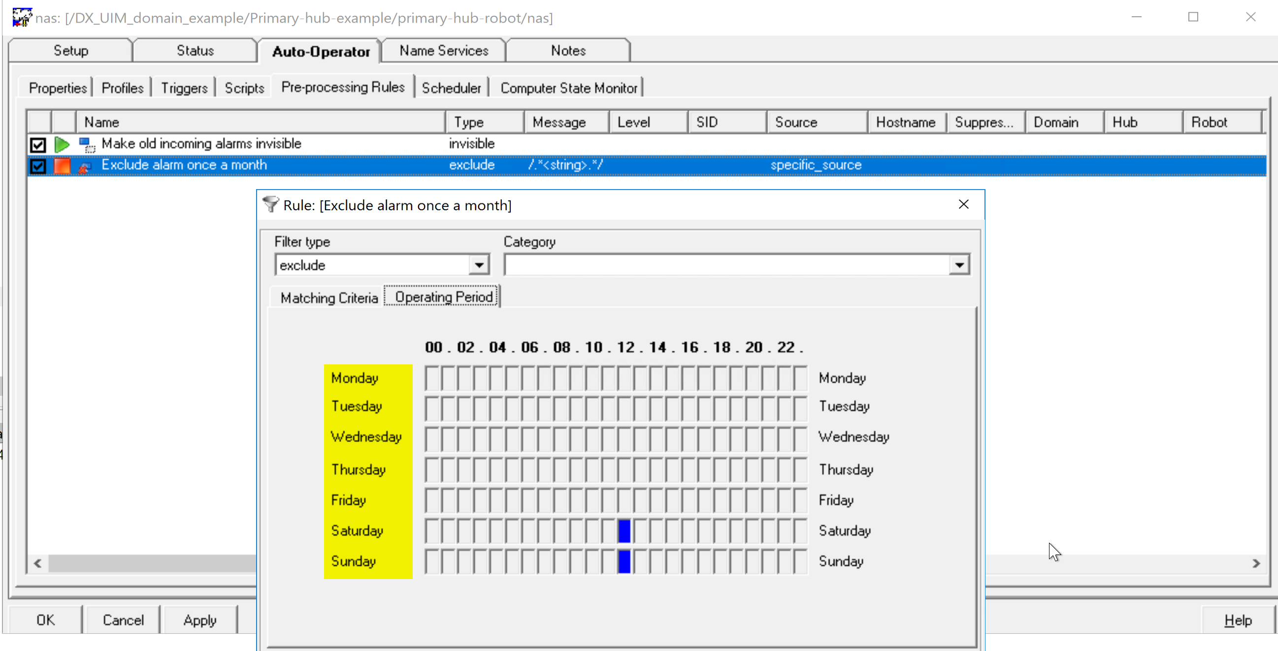Suppress alarm once a month | DX Unified Infrastructure Management