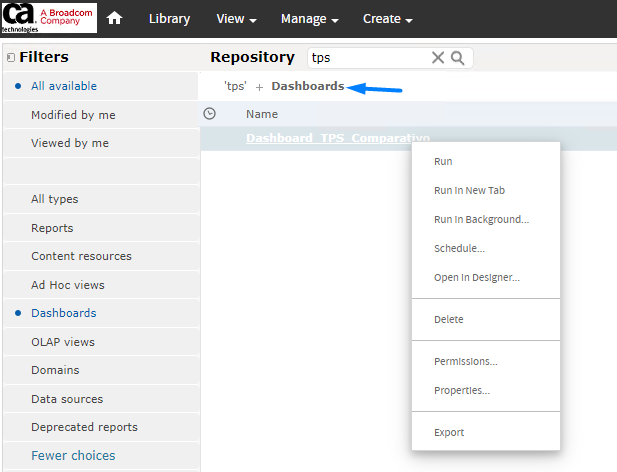 is possible duplicate a dashboard, domain, ad hoc, report on CABI | DX Unified Infrastructure ...