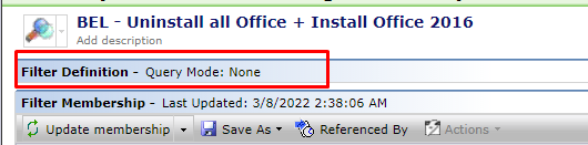 SQL query to get Filter Query mode information | IT Management Suite