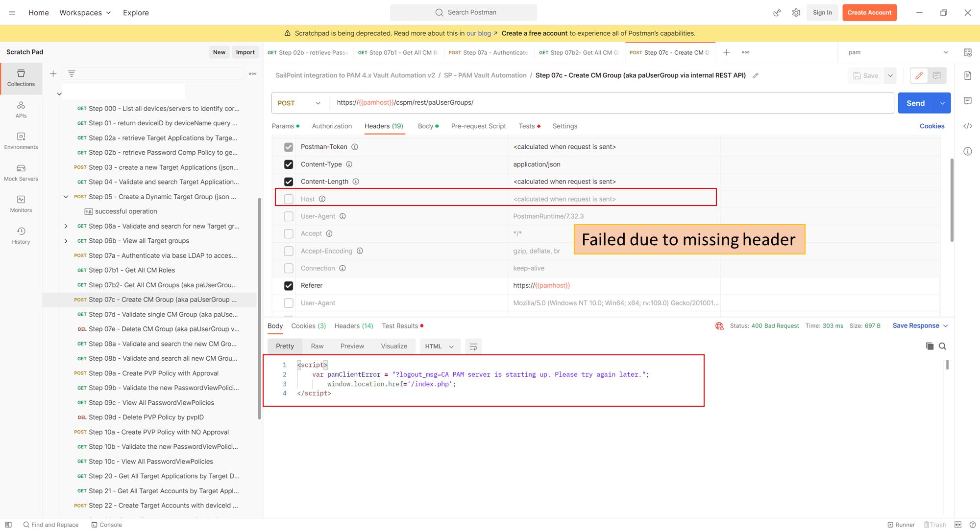 CA PAM server is starting up. Please try again later. Click here to ...