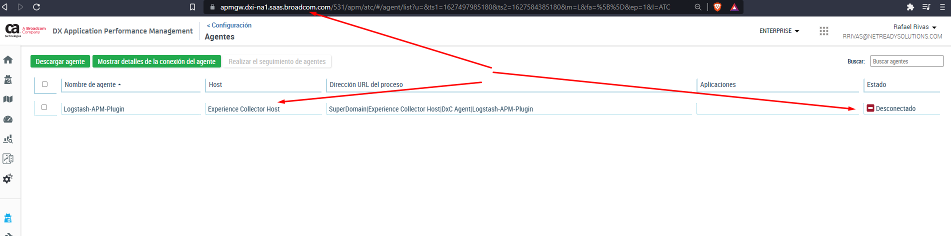 Can´t connect to my DX APM SaaS | DX Application Performance Management