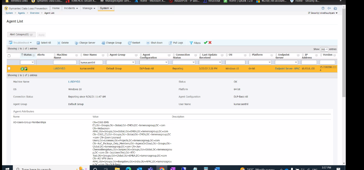 Agent status showing as reporting when it is actually not connected ...
