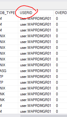 Is USER_ID a selectable field within the CAWorkload Database? | ESP dSeries Workload Automation