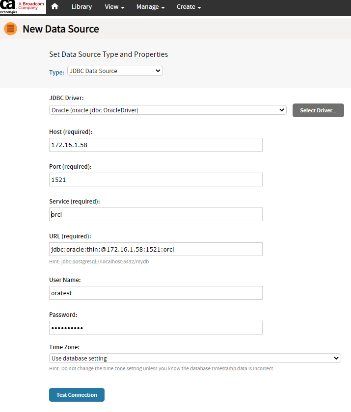 Connect to another DB with CABI for report/dashboard | DX Unified Infrastructure Management