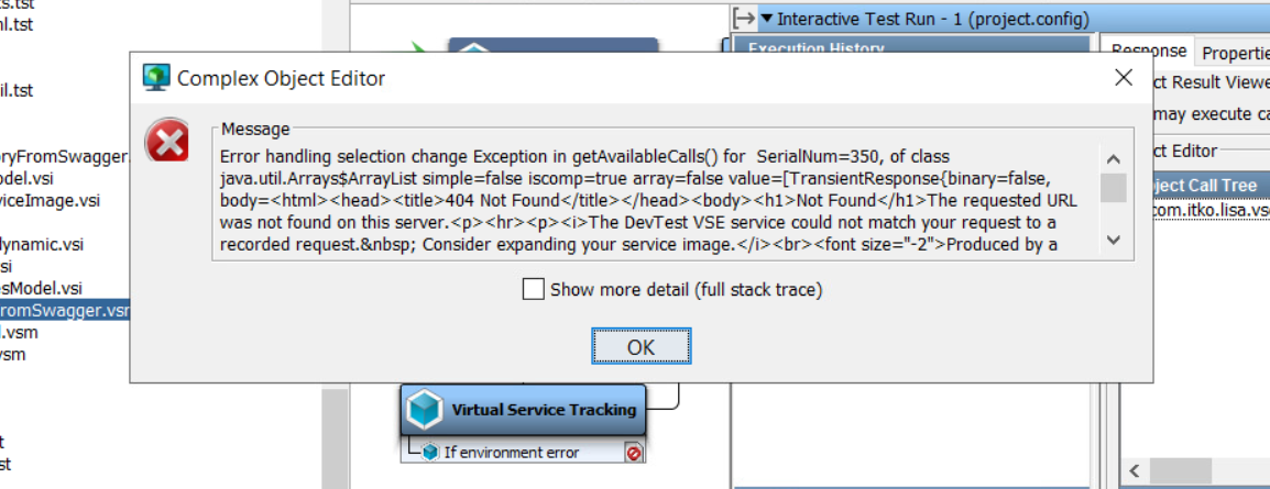 Error class java in an example project | Service Virtualization