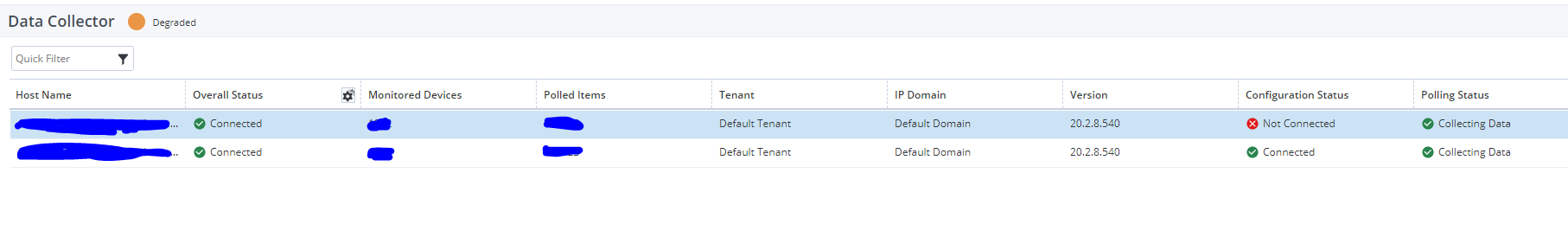 One of my Data Collector of CA PM showing "configuration status" not connected | DX NetOps