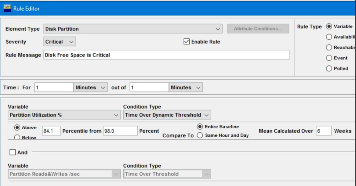 Dynamic threshold Ehealth Live Exception | DX NetOps