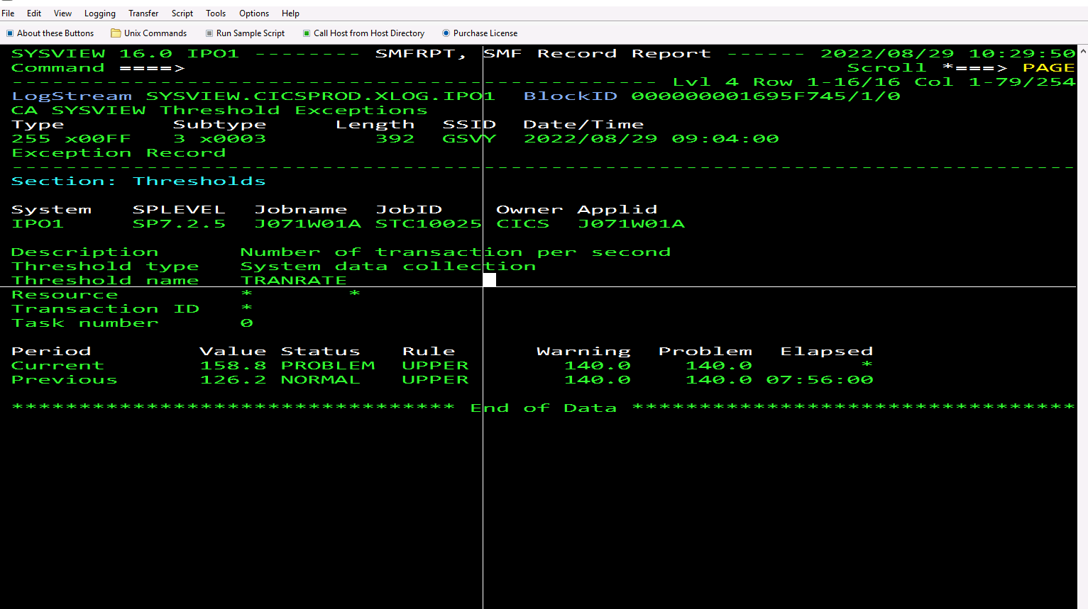 Number of transaction per second | SYSVIEW Performance Management
