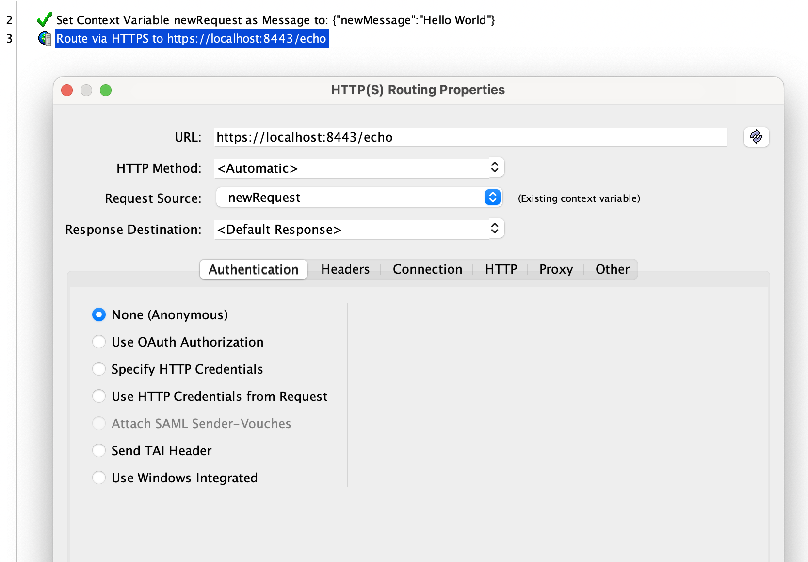 Is it possible to overwrite the default received message | Layer7 API Management